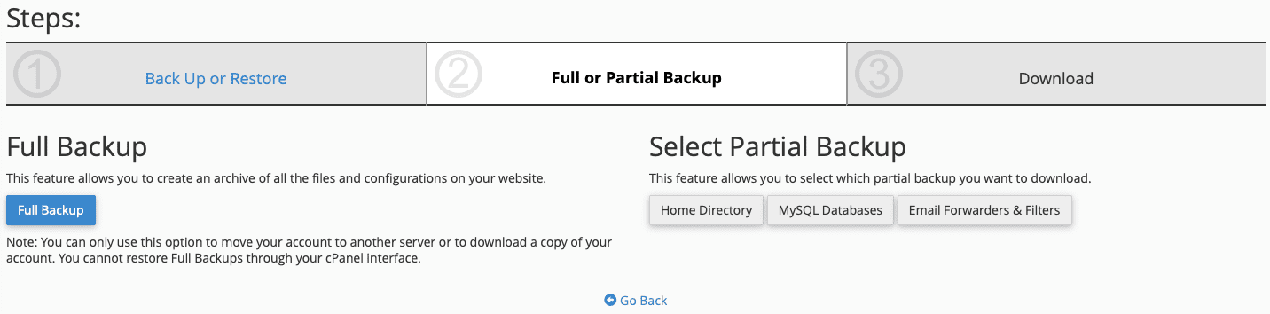 Backup Wizard: Website Backup | Hostrs Knowledge Base