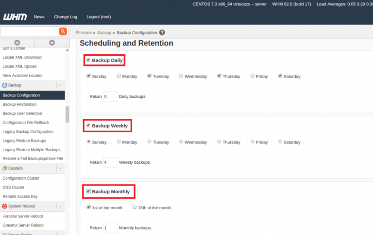 Backup Configuration | Hostrs