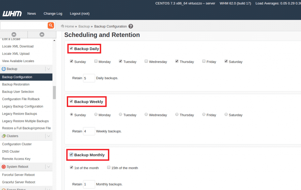 Backup Configuration Hostrs