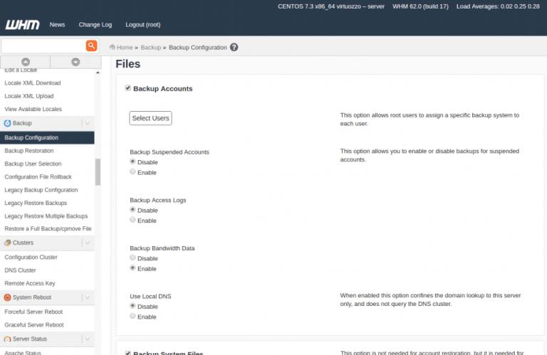 Backup Configuration | Hostrs